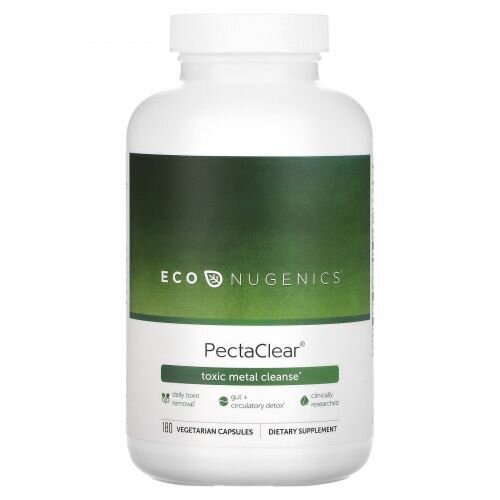 Econugenics, PectaClear Detox Formula, детокс, цитрусовый пектин + альгинатный комплекс, 180 капсул