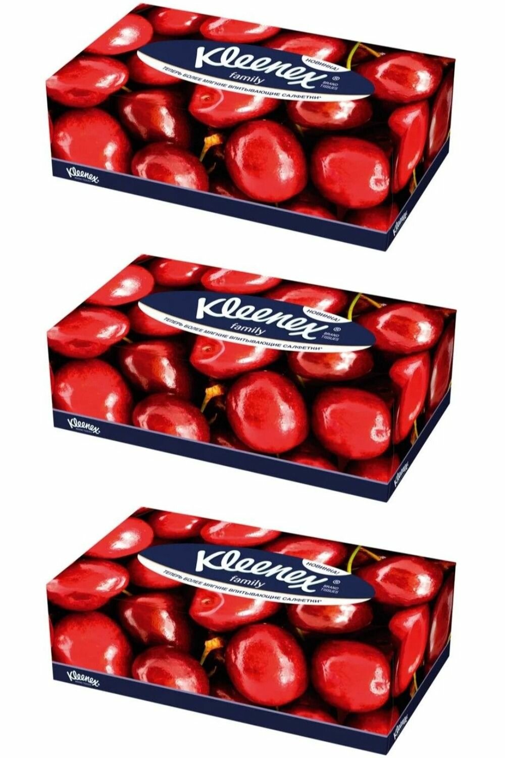 KLEENEX Салфетки в коробках Фэмили, 150 шт, 3 уп