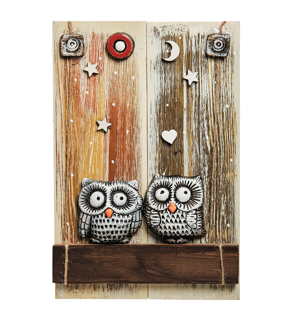 Панно Совы на качелях шамот A2102257