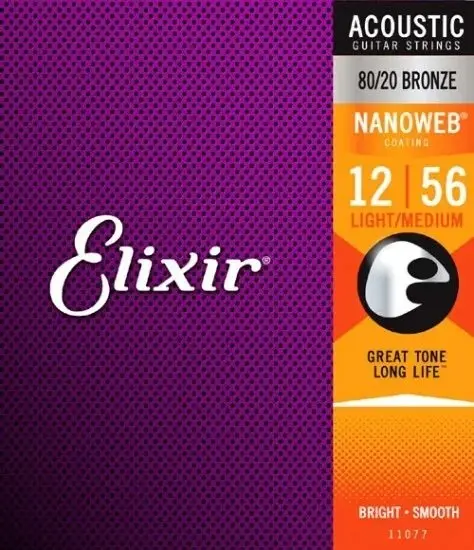 Elixir 11077 Nanoweb Light-Medium - Струны для акустических гитар