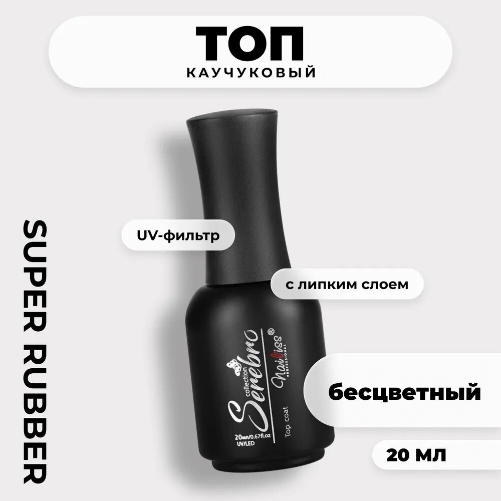 Топ для гель-лака Serebro Super Rubber, 20 мл