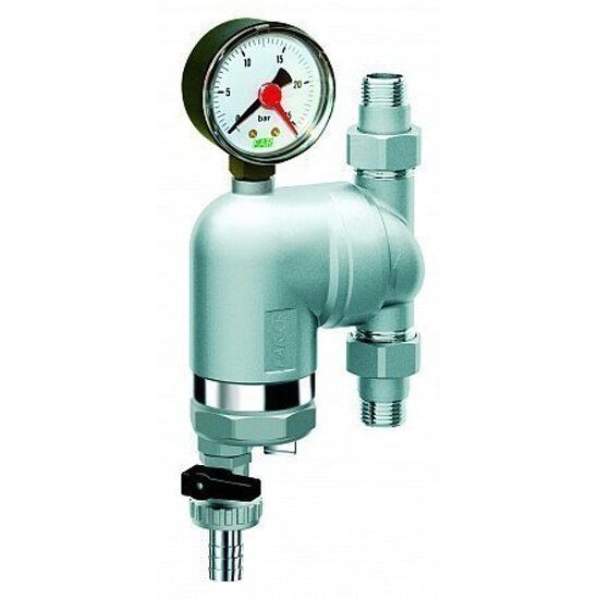 Фильтр Far 100мкм, с магн. встав, с манометром, Max: 95 °C, 25 бар, поворот. соед. 1/2" НР