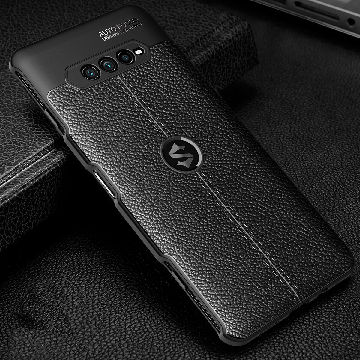 Чехол MyPads накладка на Xiaomi Black Shark 4 из силикона с декоративным дизайном под кожу с тиснением черный