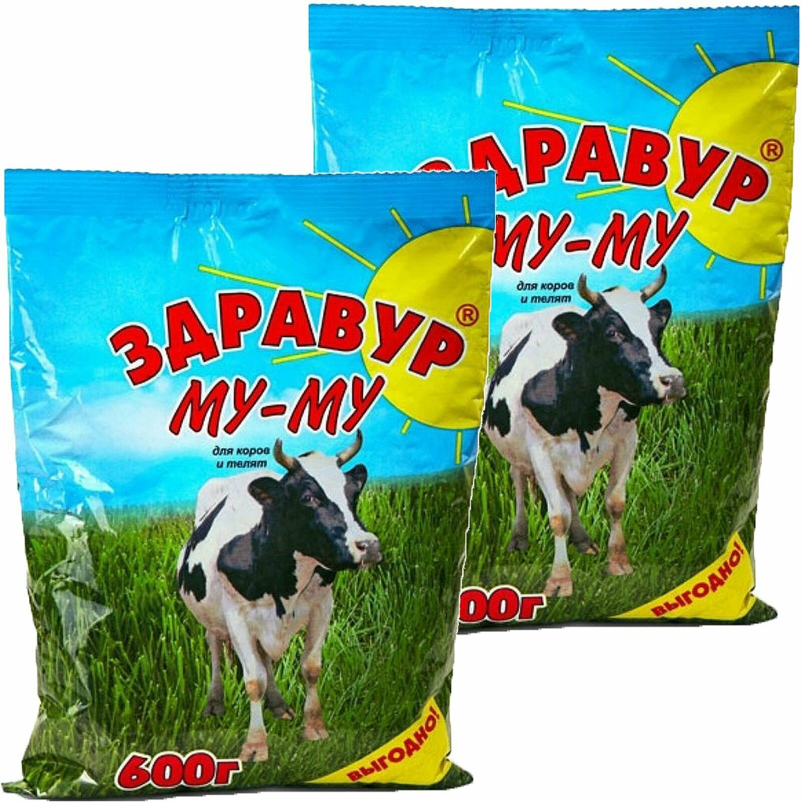 Здравур МУ-МУ, кормовая добавка для коров и телят, 600 г х 2 шт