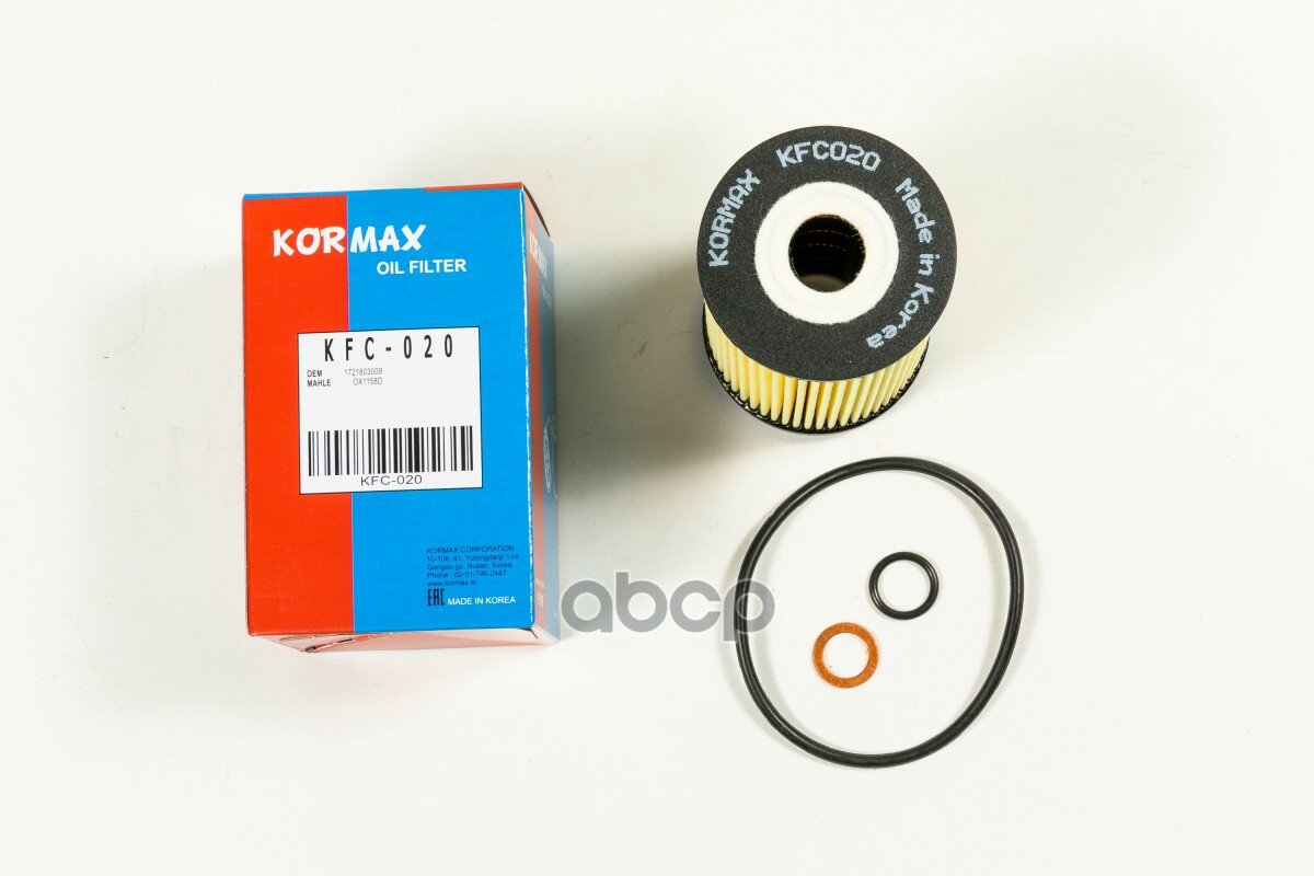 Фильтр масляный (картридж) (MAHLE OX1158D) KORMAX арт. KFC020