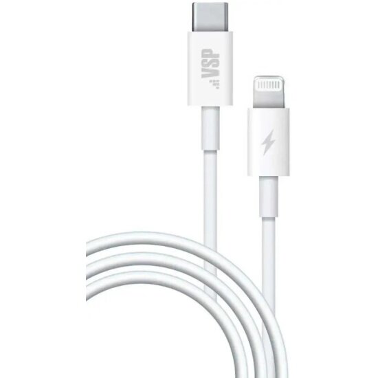 Кабель Borasco . Type-C - Lightning, 30Вт, 2м, Power Delivery, белый