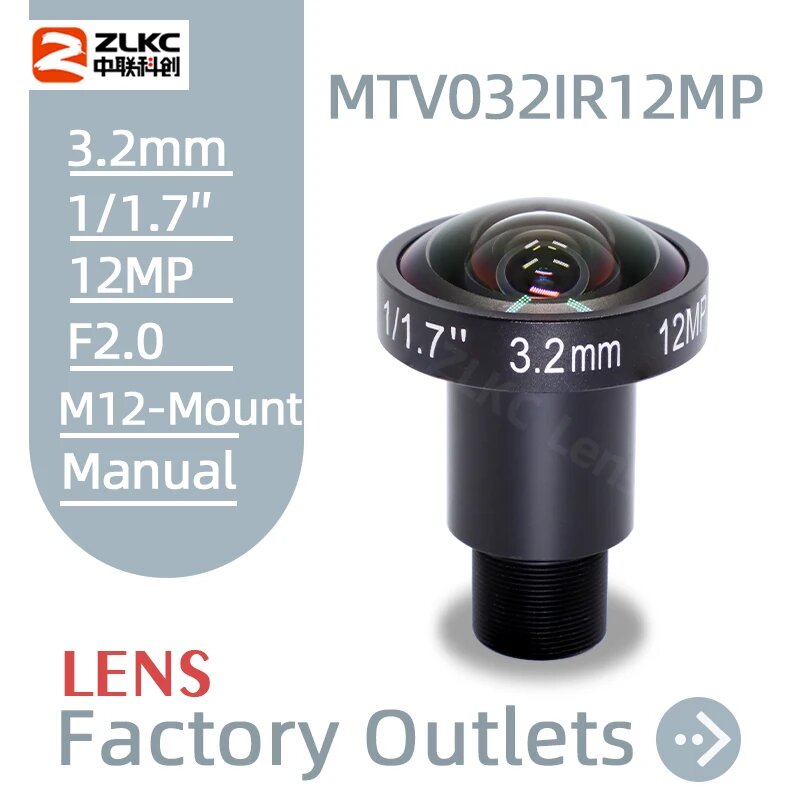 Объектив ZLKC MTV032IR12MP 3.2 мм Fisheye 12МП