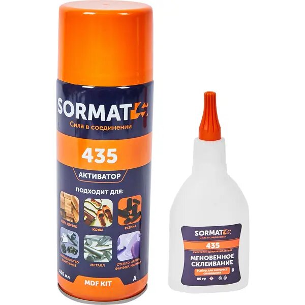 Клей универсальный Sormat MDF KIT 435 80 гр + 400 мл