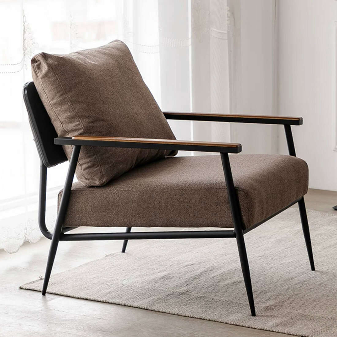 Кресло Wiliston (Кресло ткань лен / кофейный)