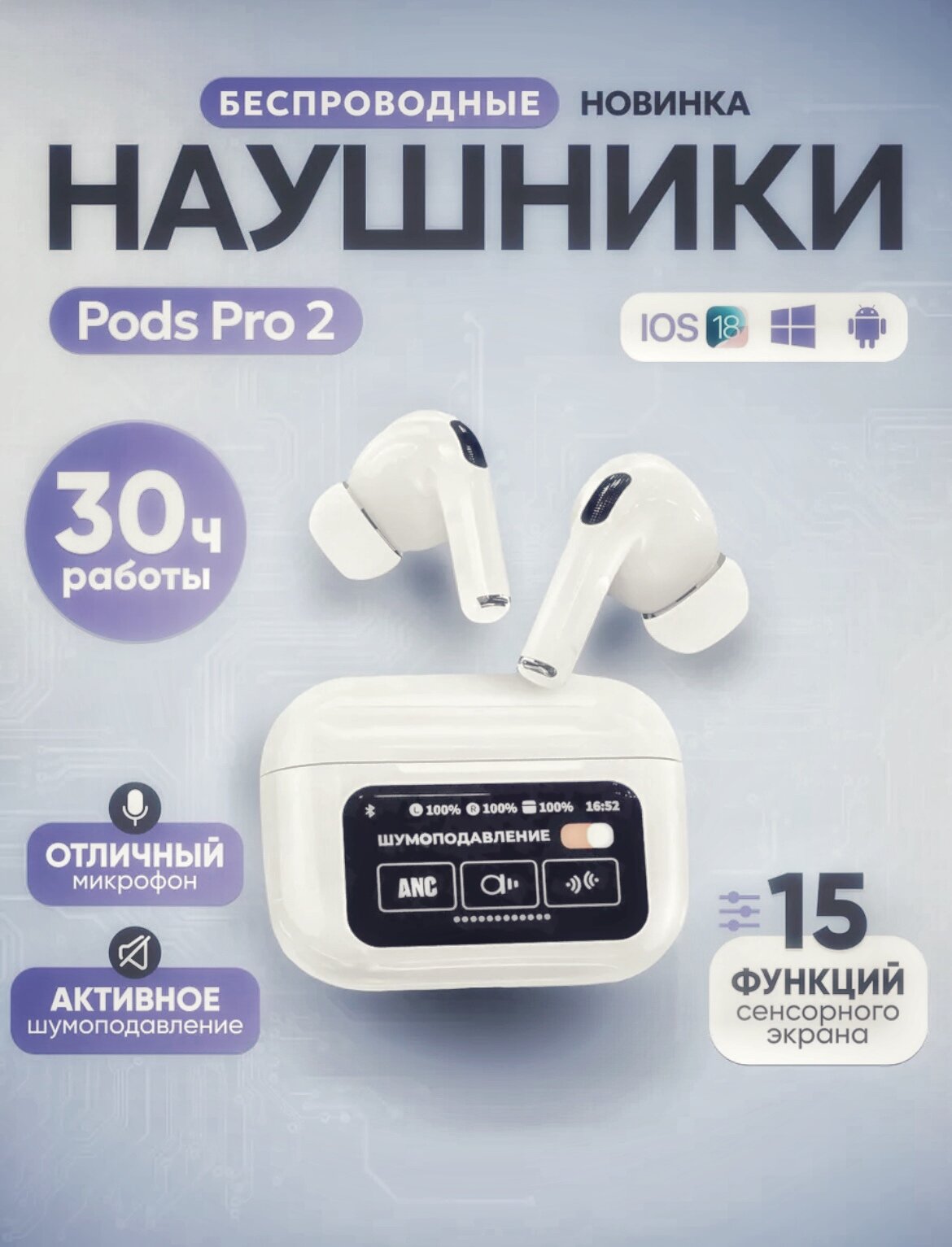Наушники беспроводные bluetooth / A Pods Pro 2 PREMIUM для iPhone и Android