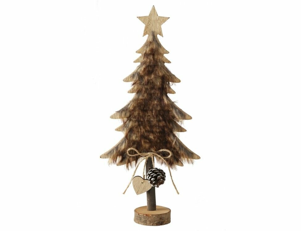 Настольная ёлочка рикка, дерево, коричневый искусственный мех, 40 см, Boltze 1015274-3