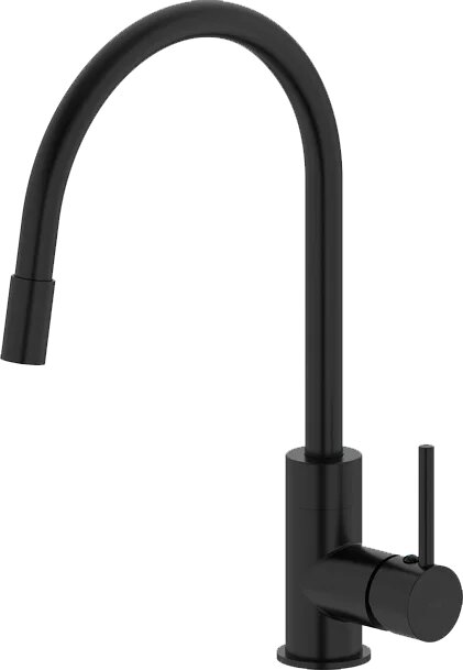 Смеситель для кухни IDDIS Kitchen 360 K36BLJ0i05 с гибким изливом, с поворотным изливом, черный, матовый, однорычажный, латунный