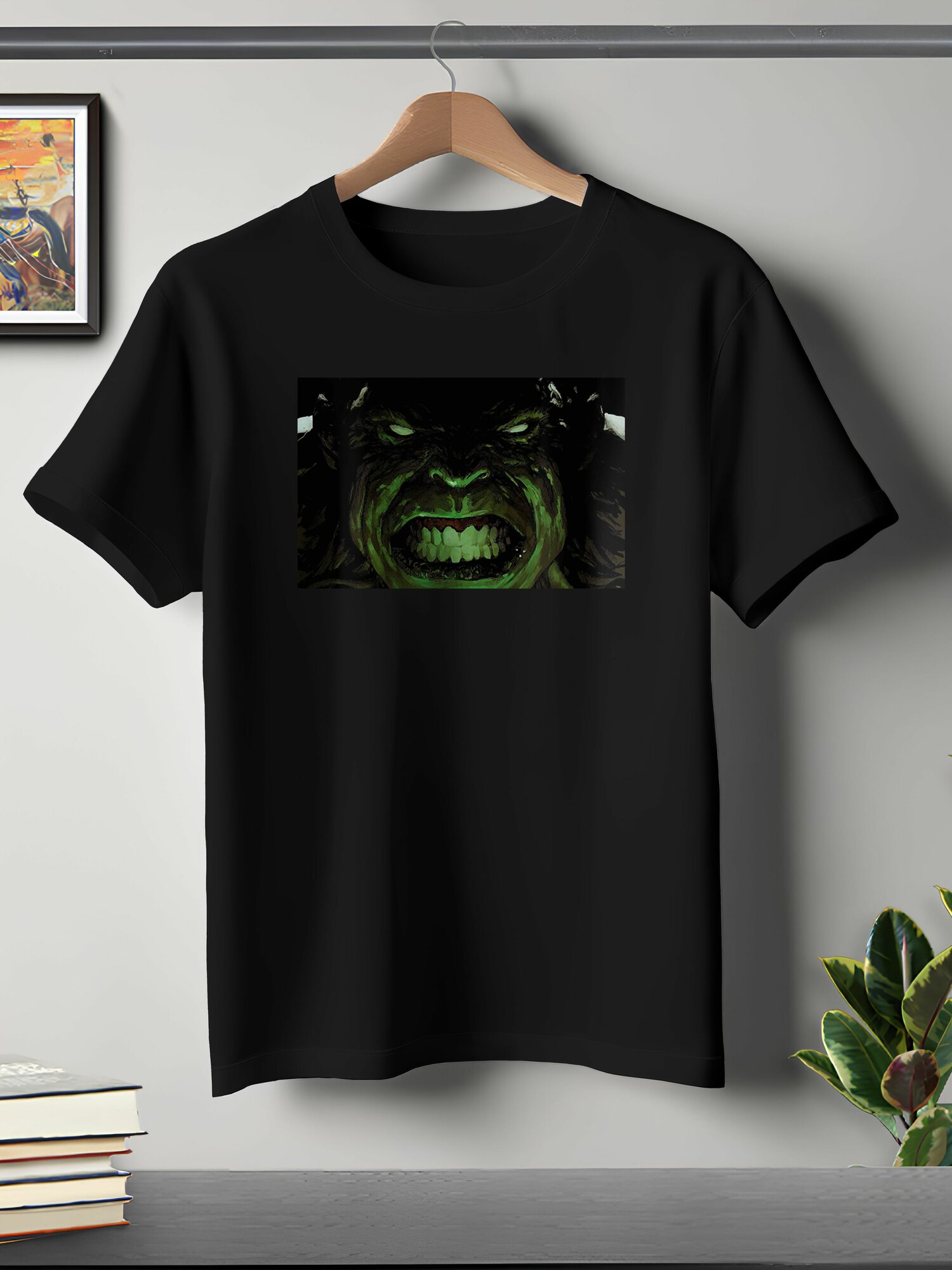 Футболка ONEQ унисекс 48-50 (L) размер с принтом Халк, черная