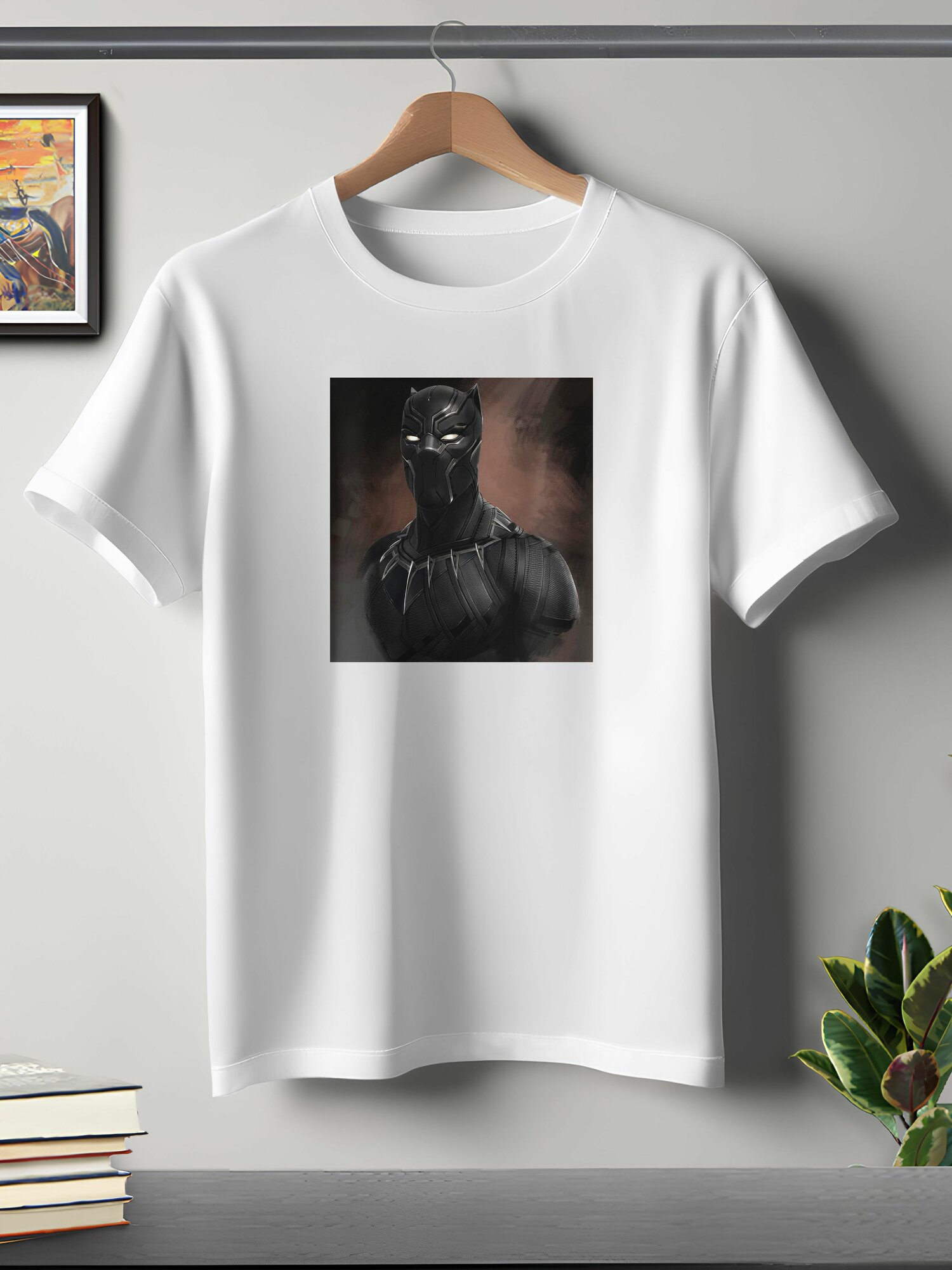 Футболка ONEQ унисекс 50-52 (XL) размер с принтом Черная Пантера, белая