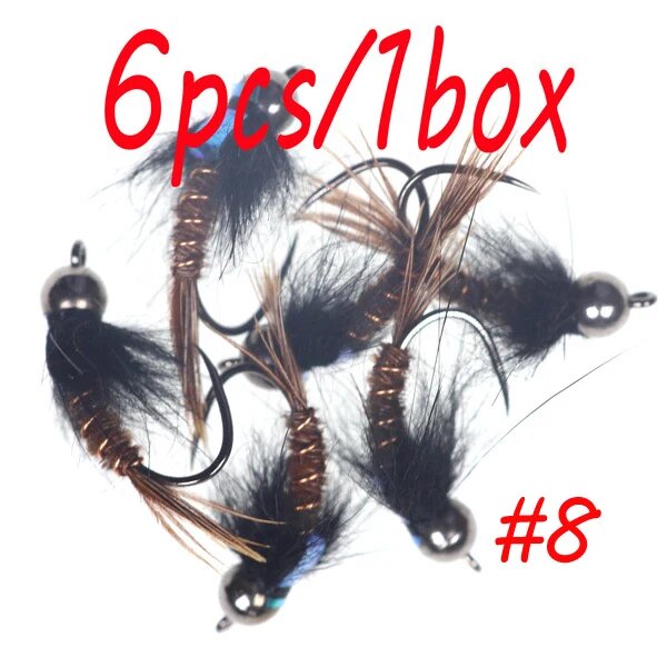 Bimoo Мушки для рыбалки 6 шт. #8 #10 #12 6pcs size 8