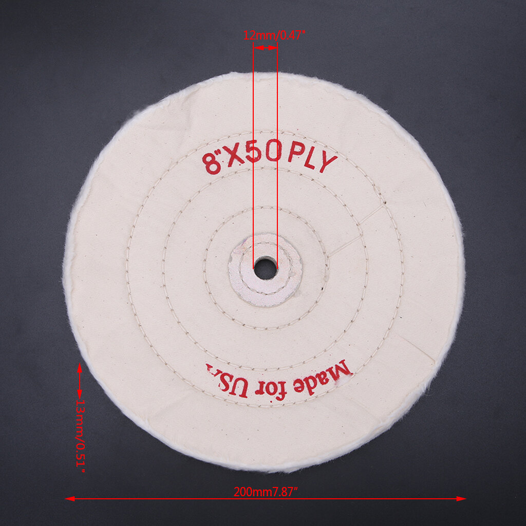 Колесо для полировки белой жемчужины с внутренним отверстием 12 мм-8 дюймов