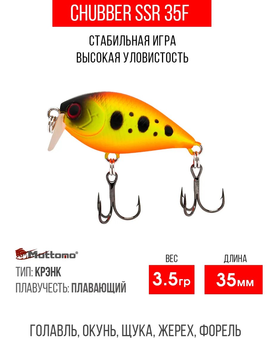 Воблер для рыбалки Chubber SSR 35F 3,5g приманка окуня, щуку, сома