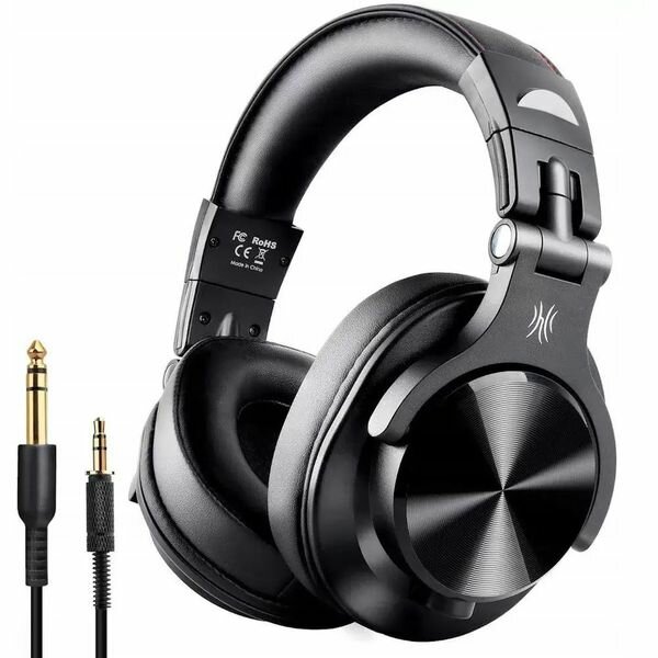 Беспроводные наушники Oneodio Fusion A70, черные, складная конструкция, +подключение проводом, для диджеев