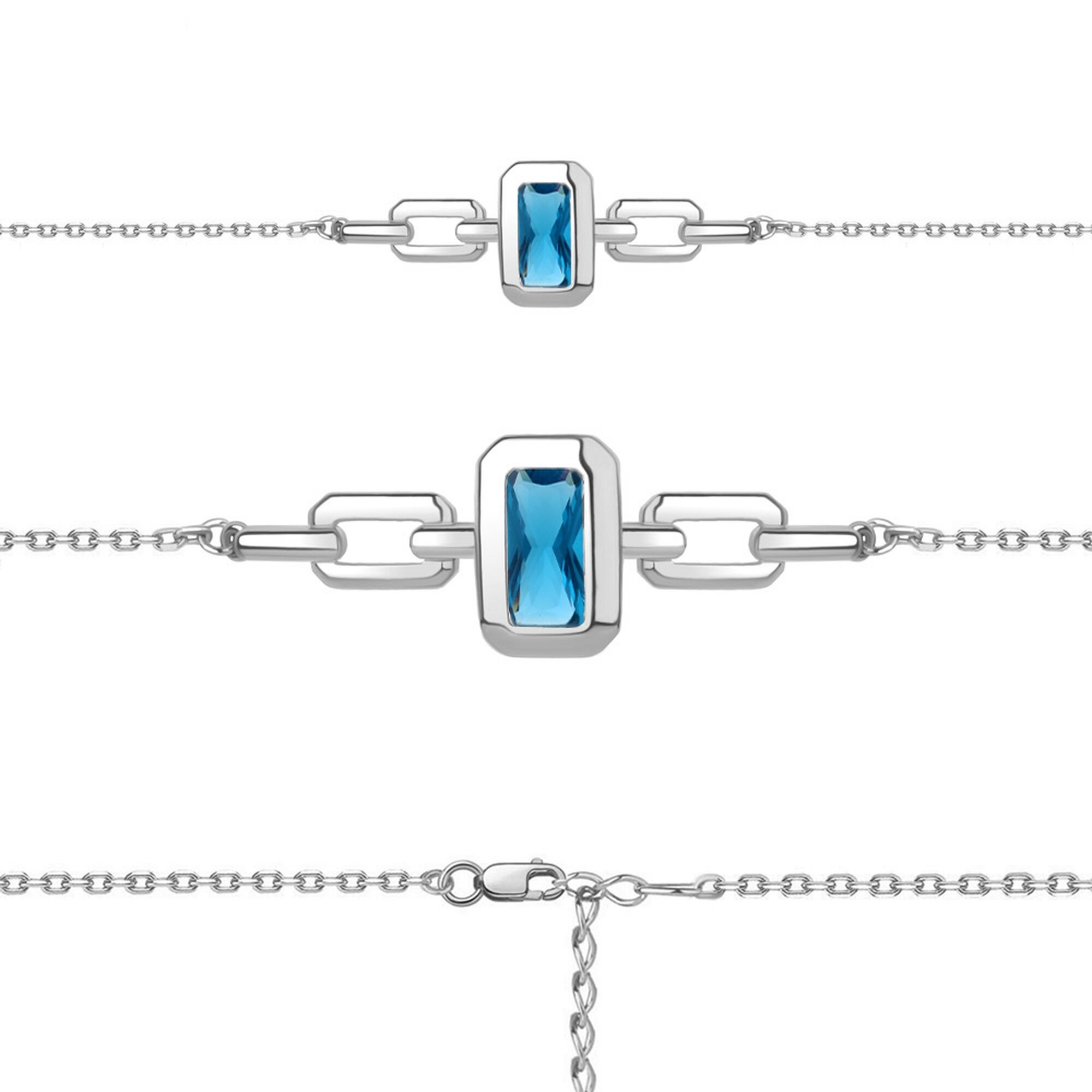 Браслет Diamant online, серебро, 925 проба, родирование, топаз