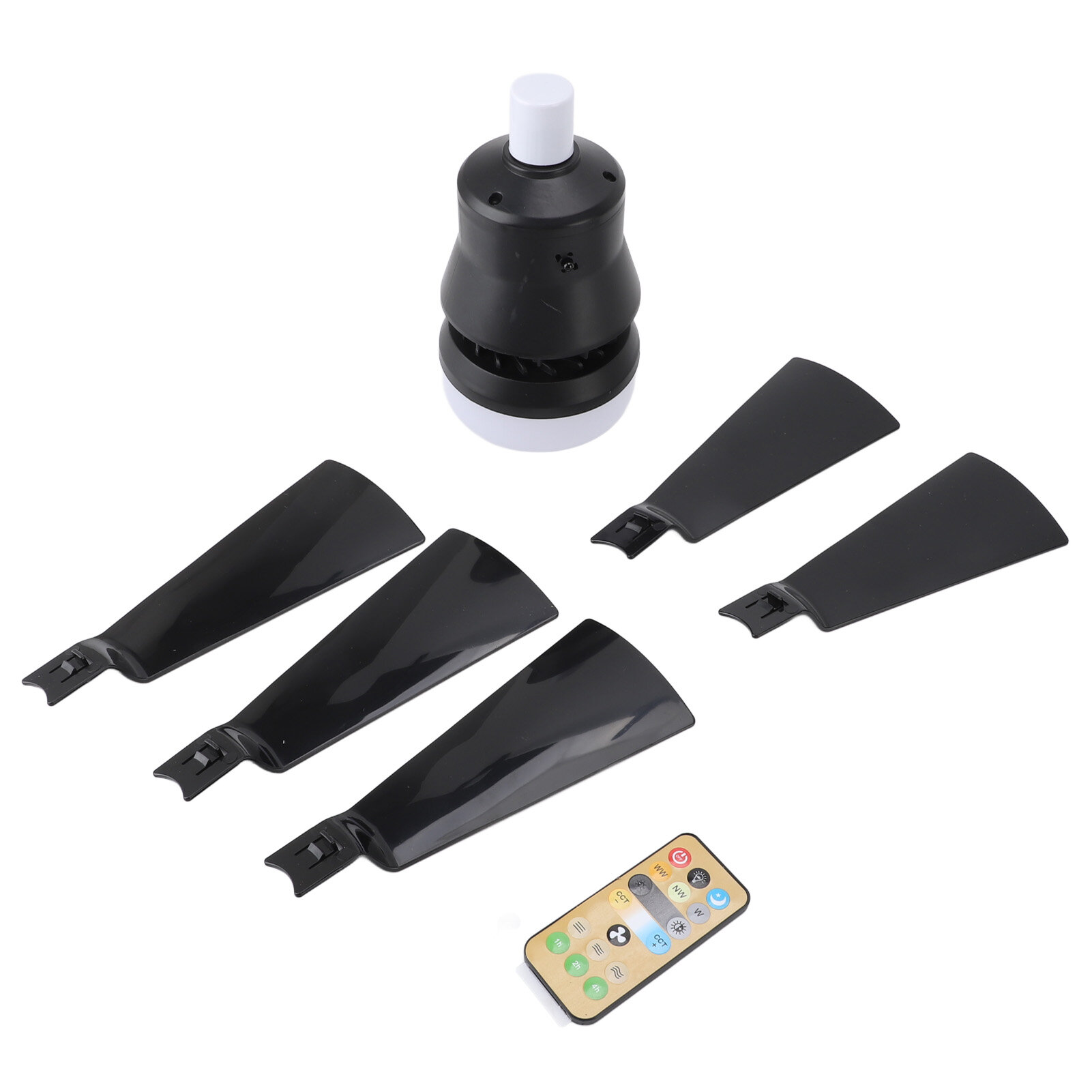 Потолочный вентилятор Light Dimmable 3 Color Temp 3 Скорость ветра 1H 2H 4H таймер E26 Небольшая фанатная лампа с пультом для спальни кухня 85–265 В черный