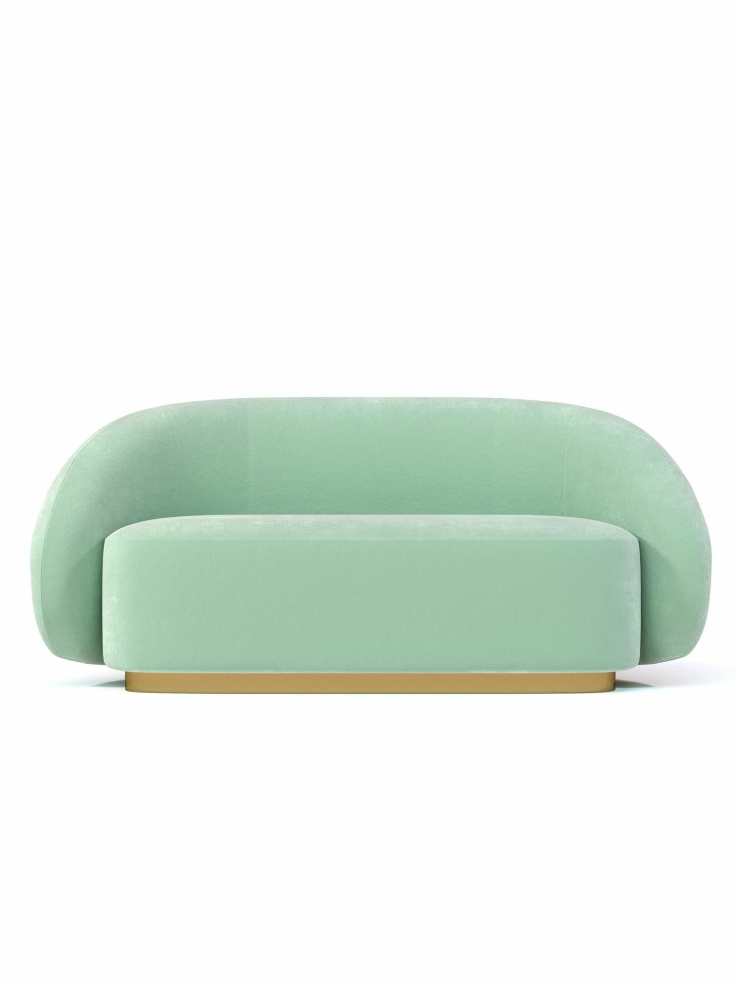 Прямой диван Manons Maison Kali, Велюр Мятный, 183х79х78 см