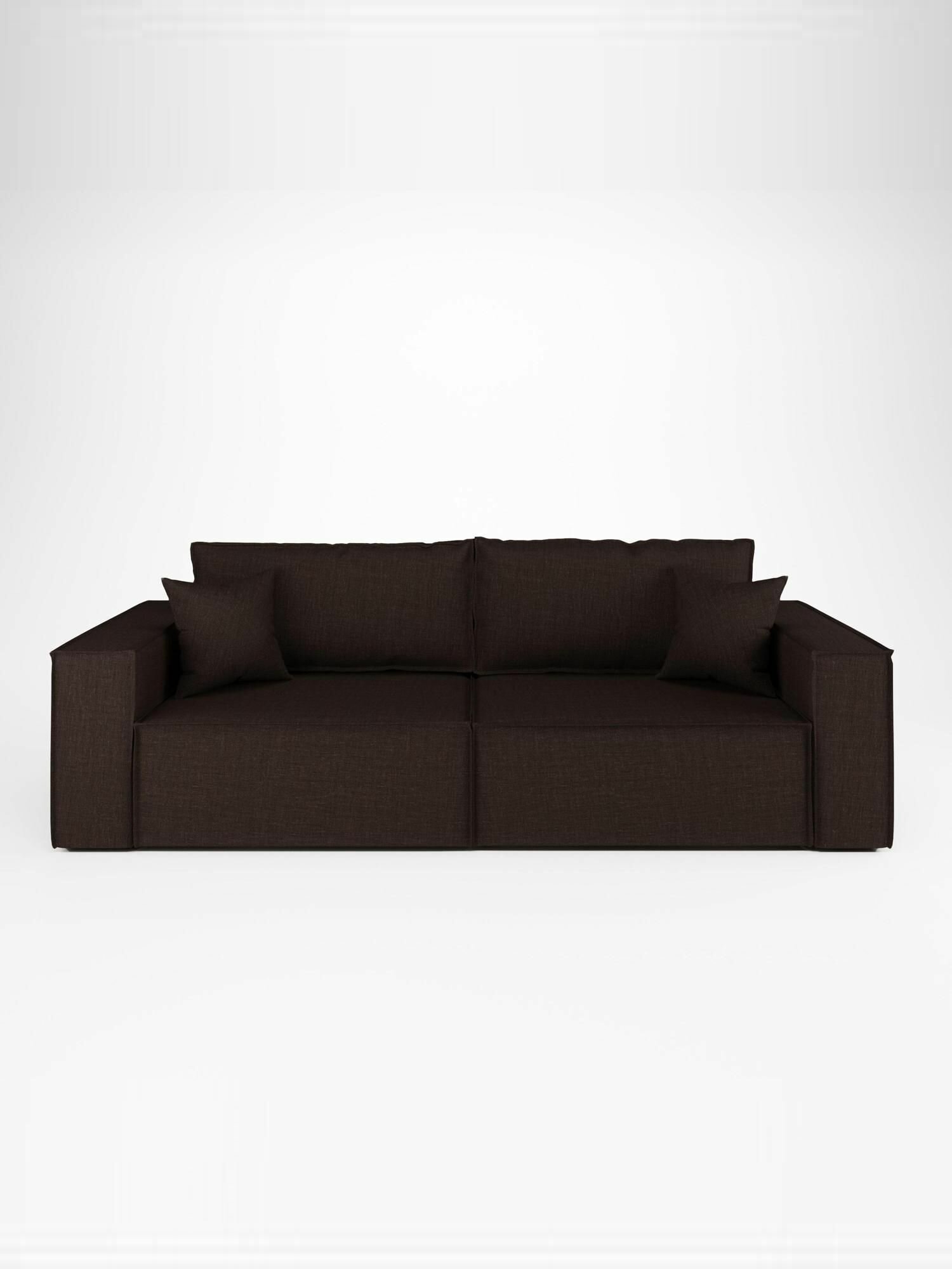 Прямой диван-кровать Manons Maison Hygge, раскладной механизм Еврокнижка, Рогожка темно-коричневый, 250х100х86 см