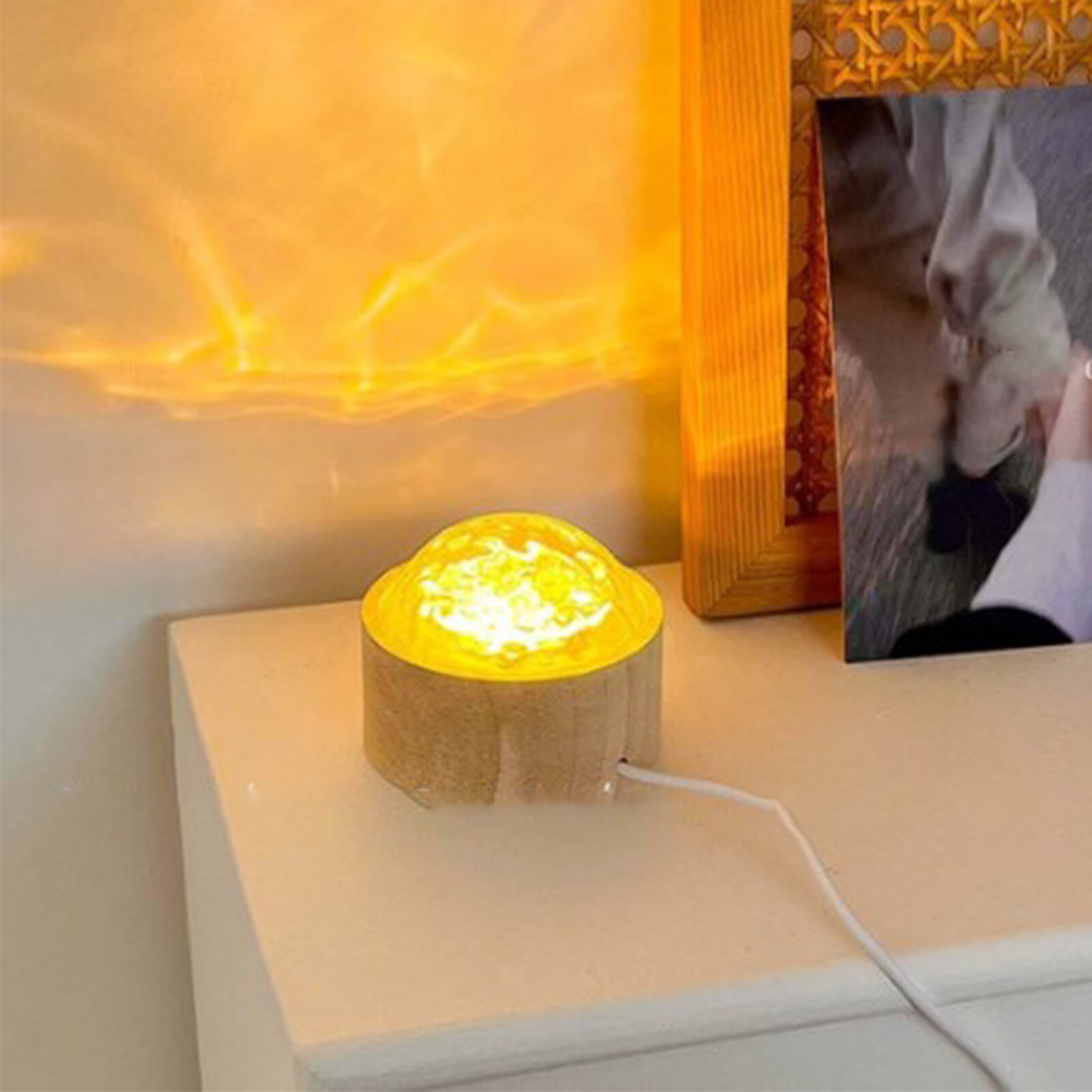 Лампа с пульсацией воды, USB светодиодный настенный, потолочный проекционный декор, стол, динамическая пульсация воды, комнатный светильник для дома, монохромный теплый свет