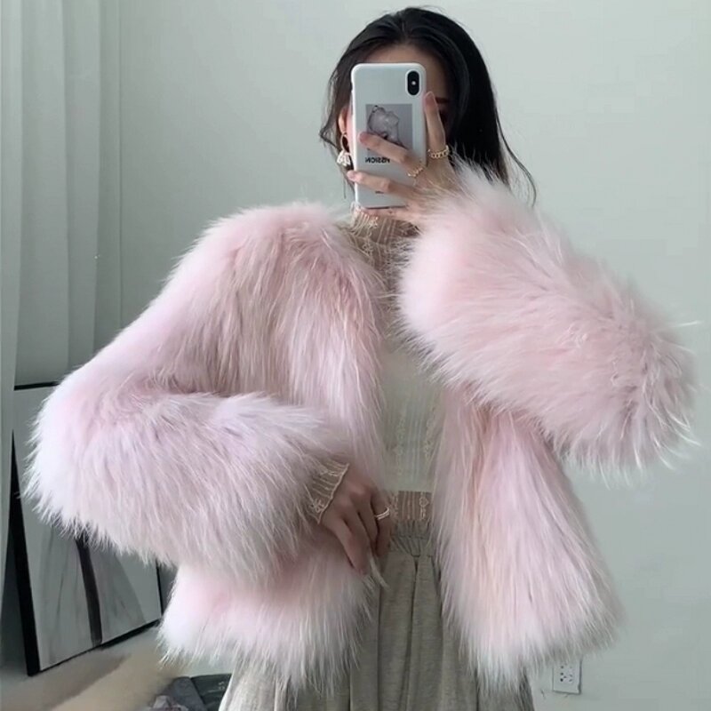 Женская шуба из лисьего меха 2025 года, осень-зима, новый стиль, молодая, универсальная, тонкая, короткая шуба из искусственного меха норки