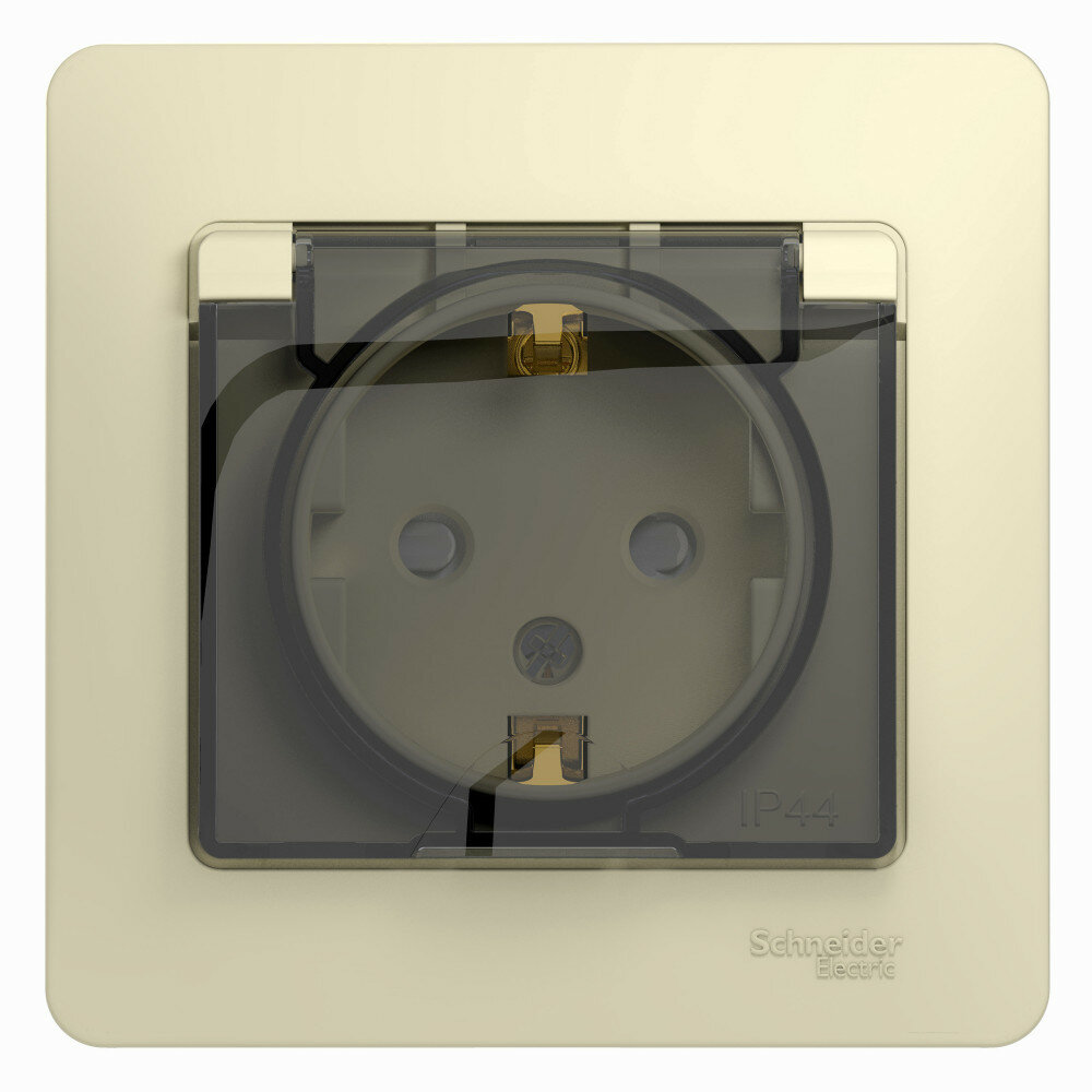 Евророзетка 1 СП IP44 16А с з/шт с крышкой SE Glossa бежевый