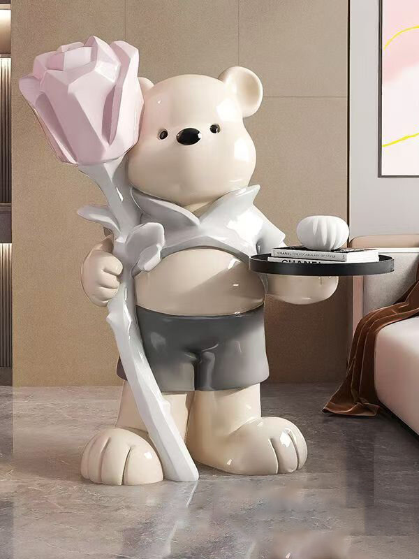Креативный журнальный столик с цветочным рисунком медведя, современный минималистичный декоративный журнальный столик