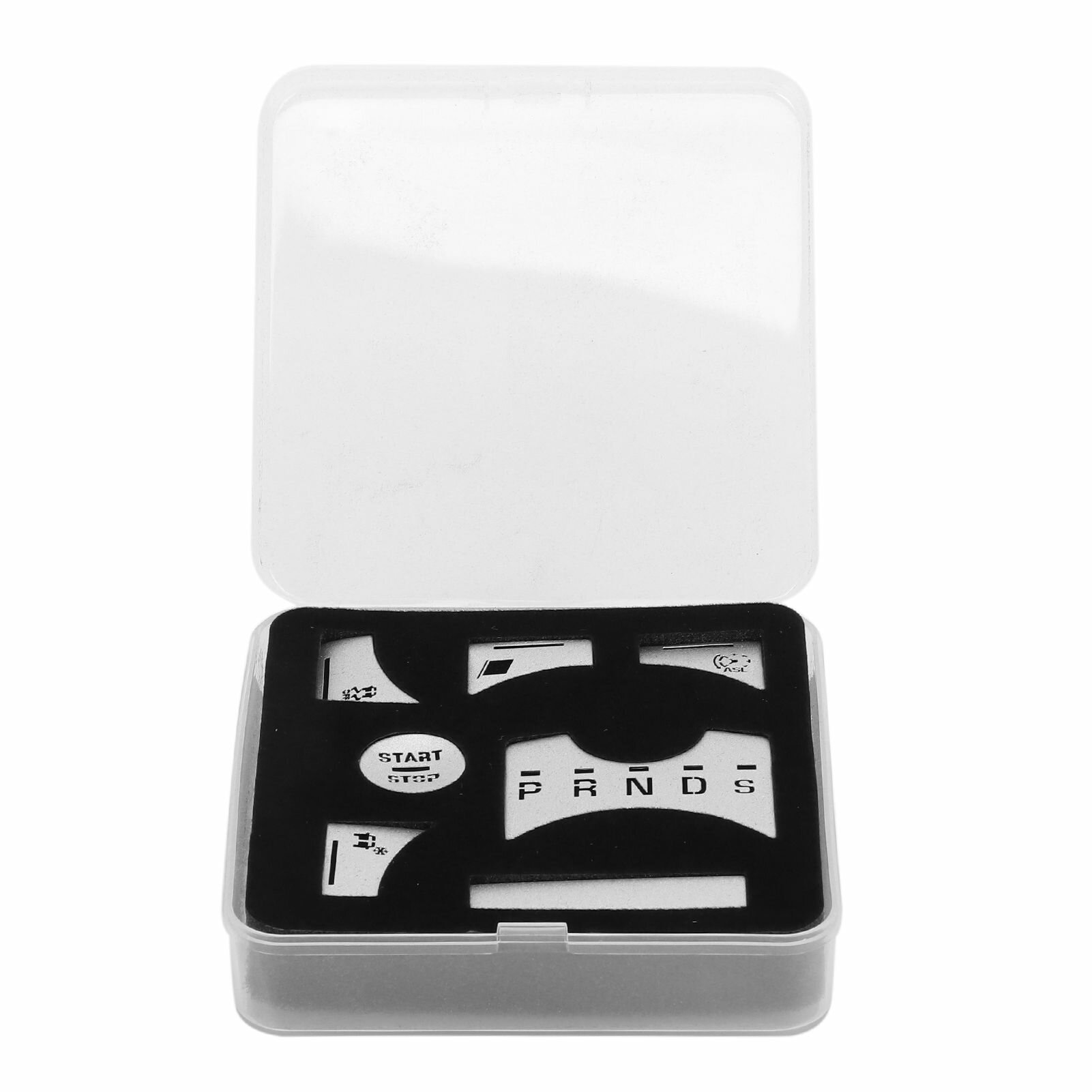 Серебристые накладки на кнопки селектора АКПП Jaguar XF, 7 шт.