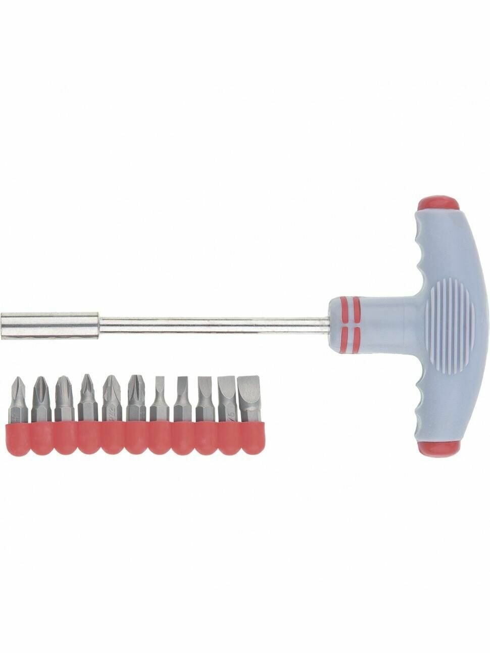Отвертка с Т-образной эргономичной ручкой и набором бит, 11 шт, CrV Matrix 11567