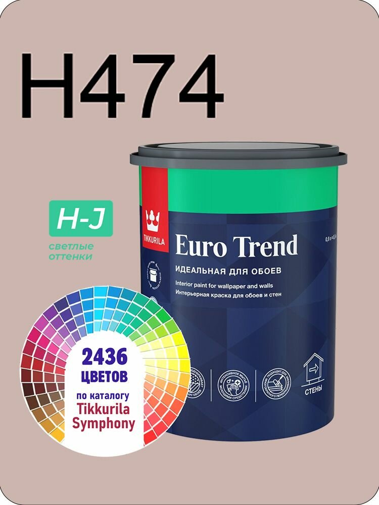 Краска для обоев Tikkurila Euro Trend 0,9л. светлые оттенки H474