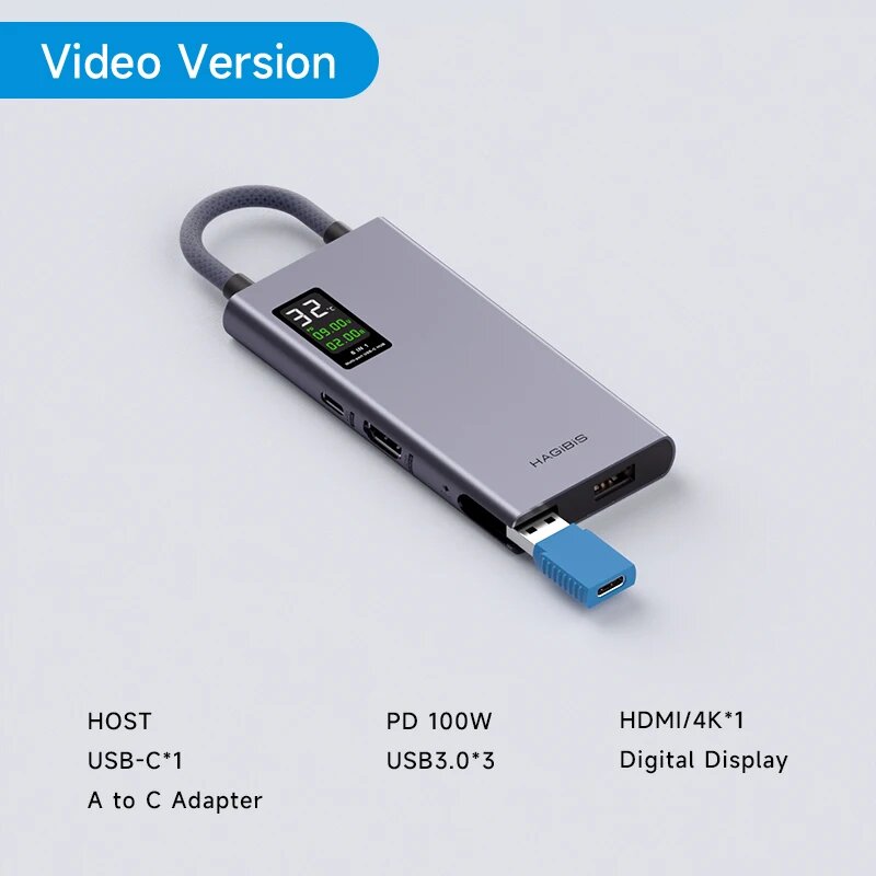 Hagibis USB C концентратор с ЖК-дисплеем