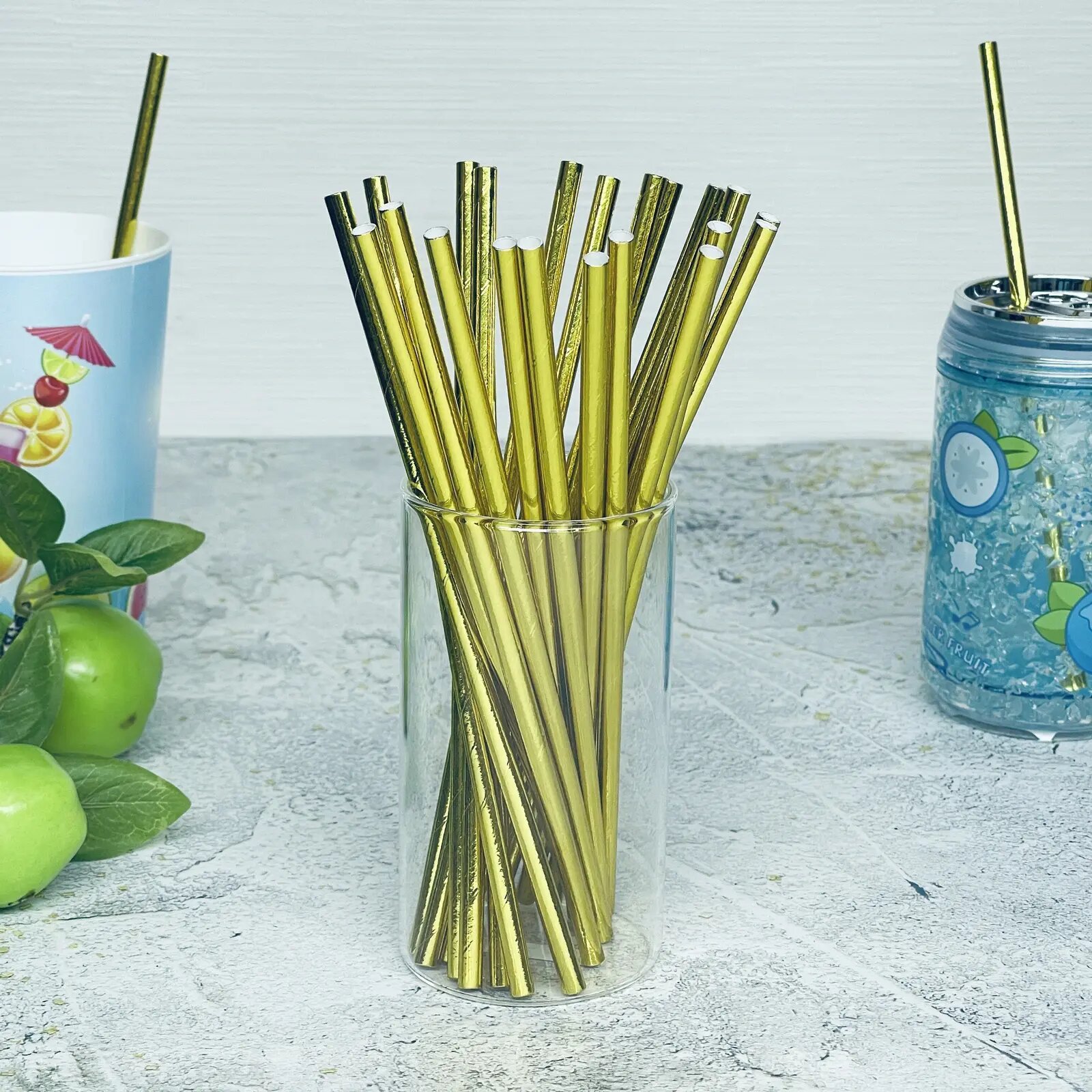 Набор трубочек для коктейля «Волшебство» 25 шт, 19,5 см, диаметр 6 мм, золотой, картон