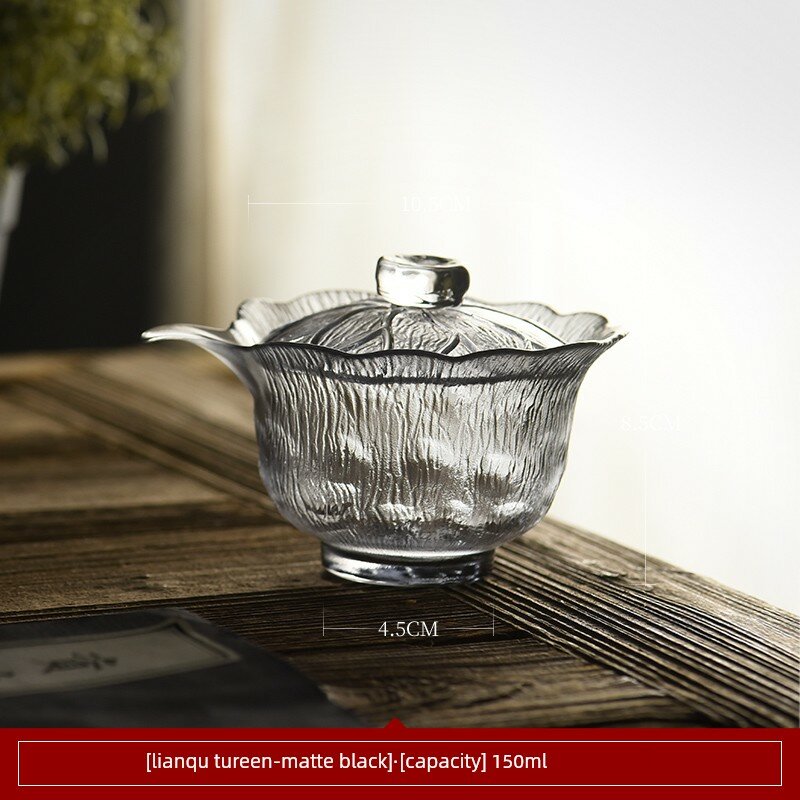 Керамическая чаша с крышкой из хрустального стекла в форме лотоса для домашнего использования, чаша для заваривания