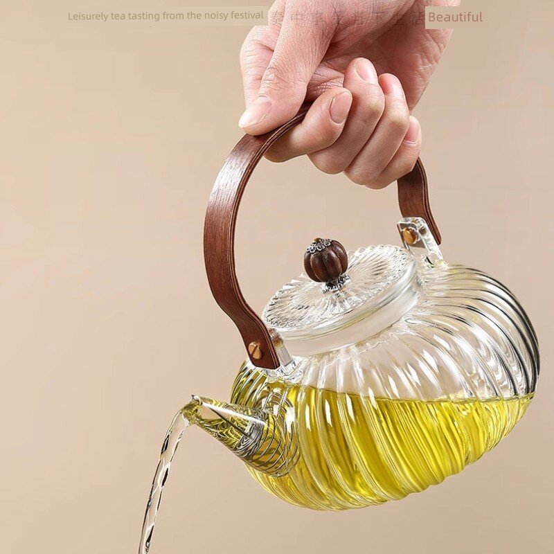 Прозрачный стеклянный чайник для электрической керамической плиты, объем 501-600 мл для набора чая с цветами