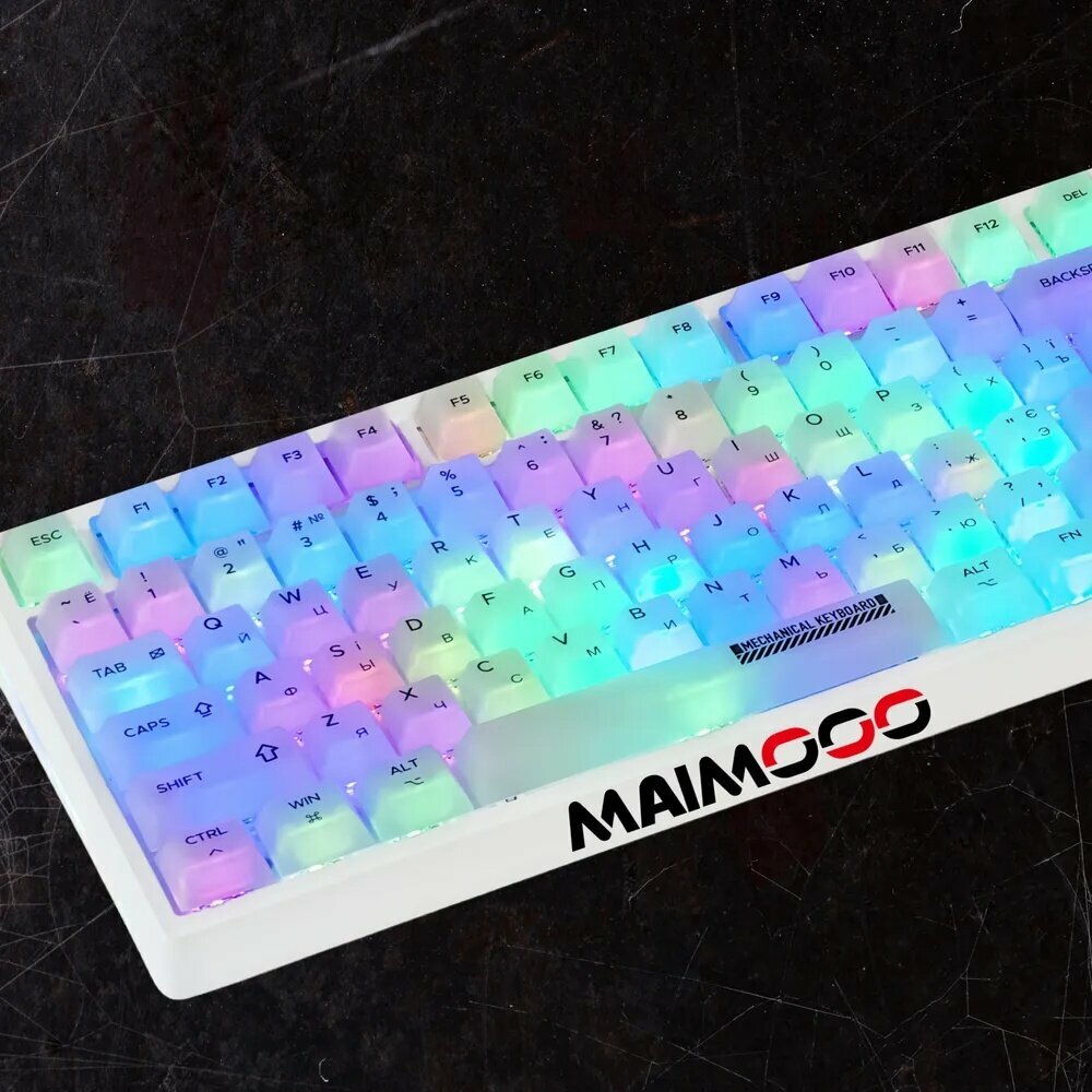 122 клавиши, прозрачный матовый туман, ABS Russian Keycaps, подходит для механических клавиатур