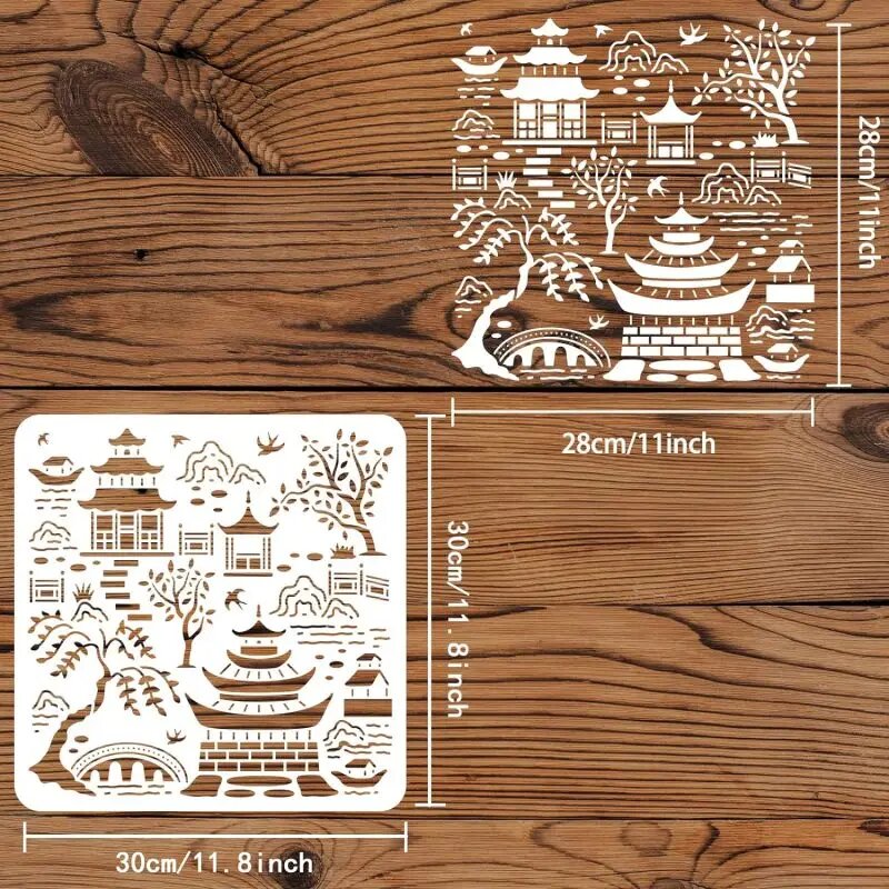 Трафарет для рисования Китайский пейзаж 30x30 см, AECH06-06590