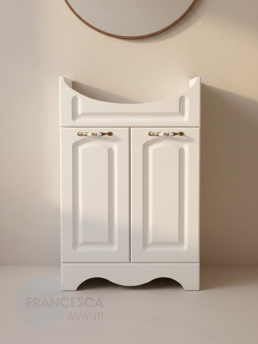 Тумба под раковину в ванную Francesca Avanti Империя 55 белый с подсветкой (Умывальник Уют 55 приобретается отдельно)