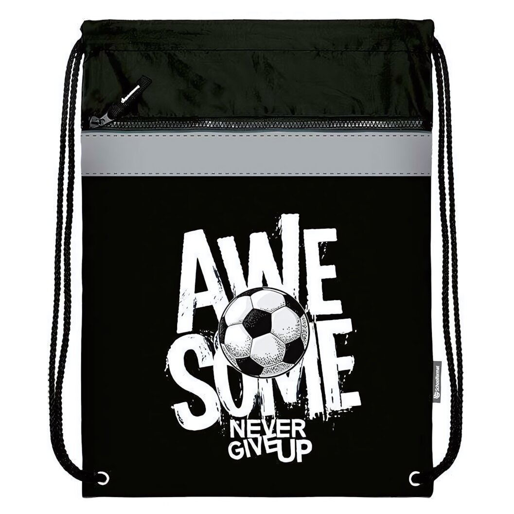Мешок для обуви 'FOOTBALL', черный/белый, текстиль, с отделением для мелочей