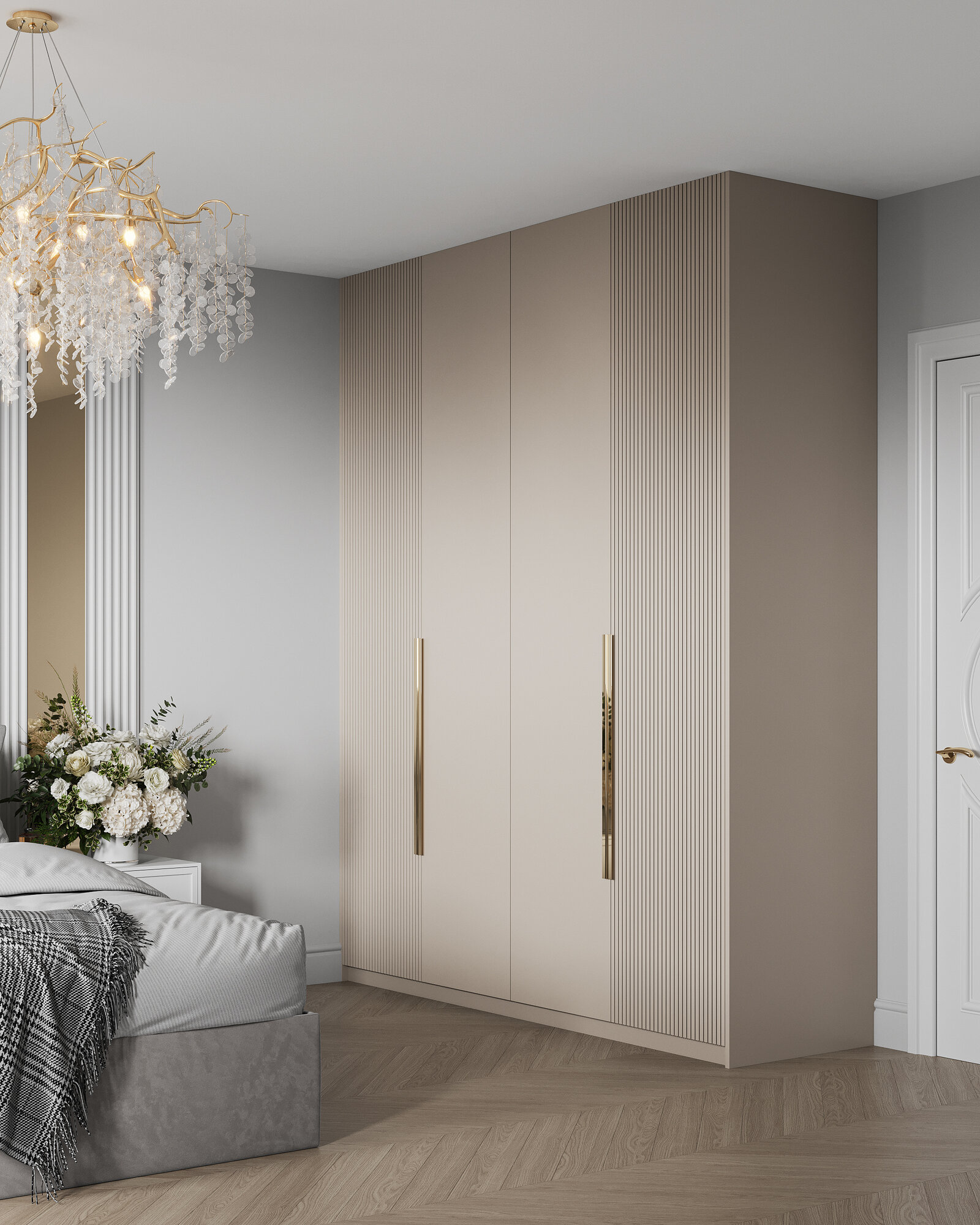 Шкаф Адель, большой, МДФ, распашной, современный, с ручками в прихожую, детскую, спальню