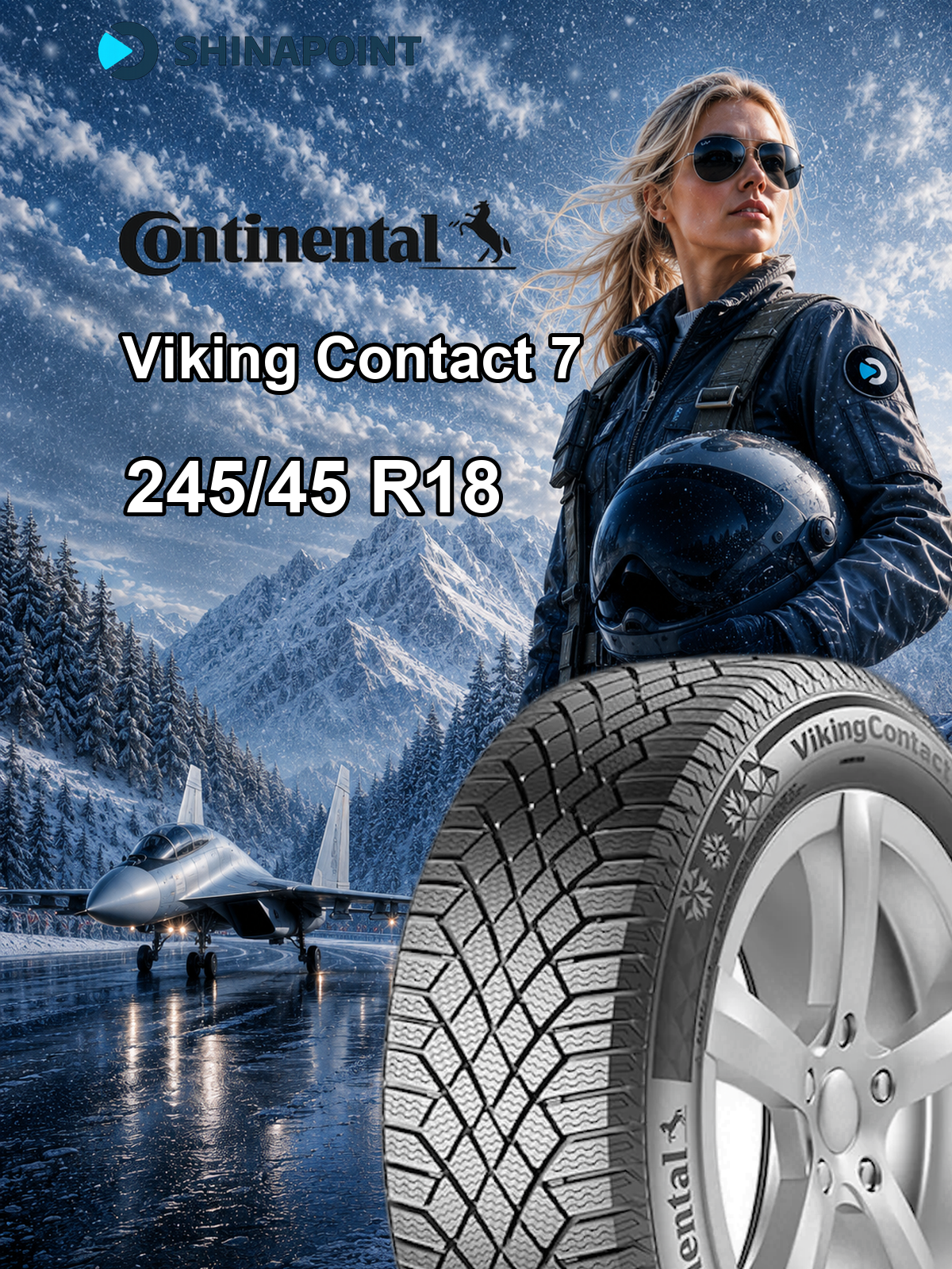 Шины зимние R18 245 45 100 T автомобильная зимняя резина Continental модель Vikingcontact7