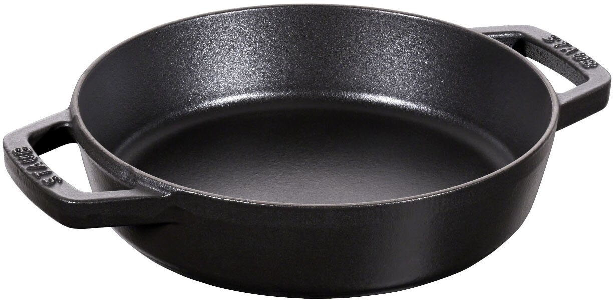 Сковорода чугунная Staub круглая, 20 см, с чугунными ручками, черная