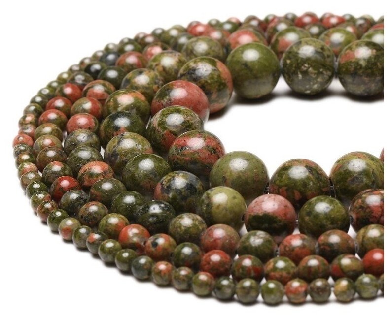 Унакит бусины шарик 4 мм, 38 см/нить, около 95 шт
