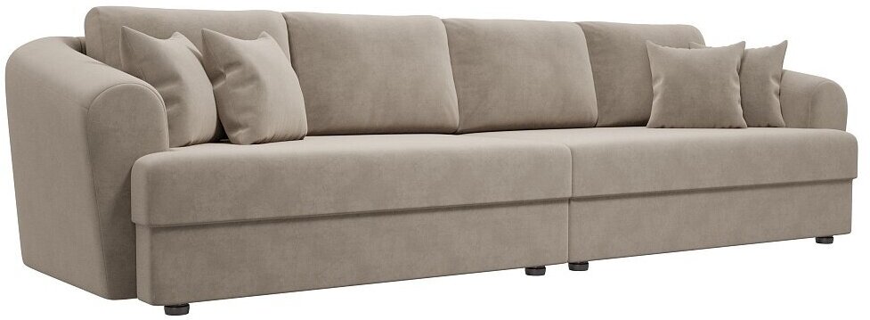 Прямой диван Милтон Бежевый Велюр, еврокнижка, 311х105х75 см, с ящиком для белья