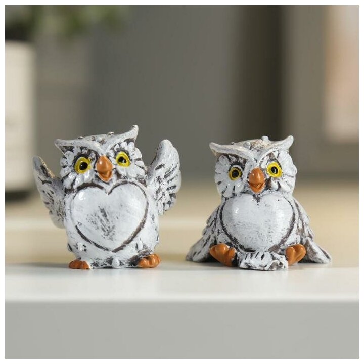 Фигурка полистоун «Филин с сердечком-пузиком», 4×4.1×3 см, микс