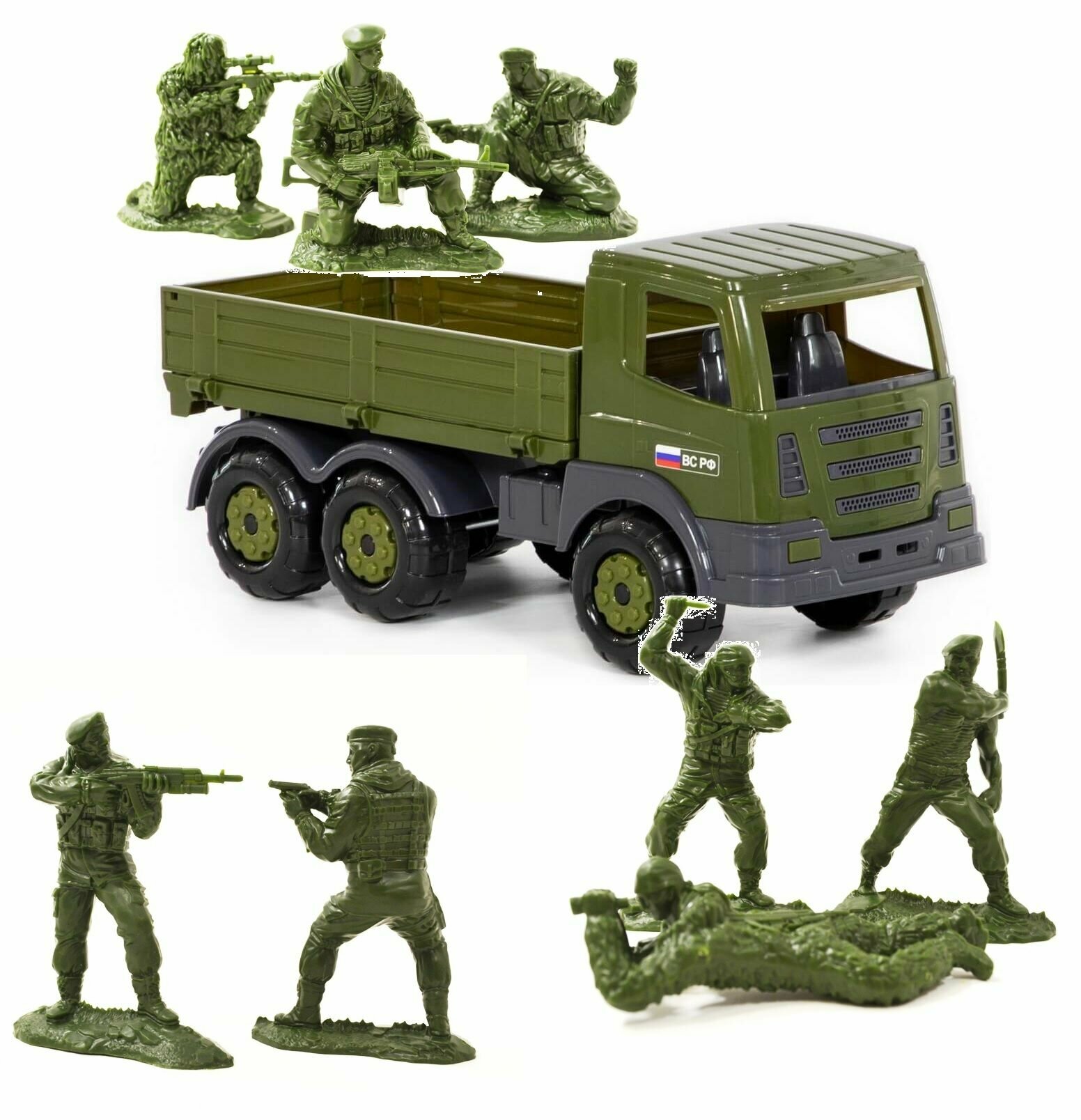 Военный грузовик 39,5 см + 8 больших солдатиков десантников / Полесье