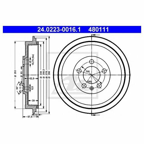 Барабан тормозной Ate 24022300161 для Skoda Octavia I, Roomster