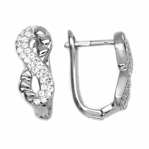 Серьги, серебро, 925 проба, родирование, фианит